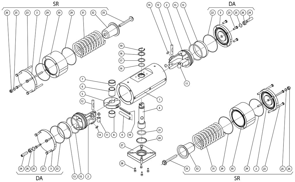 GS (spring return) pneumatic actuator A105 carbon steel